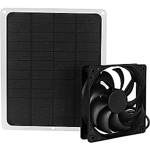 ZUZZEE 10W Solar Panel Exhaust Fan Kit, USB Portable Solar Powered Fan Outdoor IP65 Waterproof Fan for Chicken House Greenhouse Pet Houses Camping Cooling