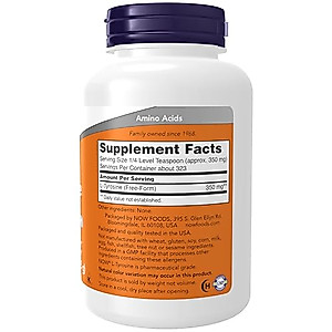 NOW Foods Supplements, L-Tyrosine Powder, Free-Form, Neurotransmitter Support*, Amino Acid, 4-Ounce