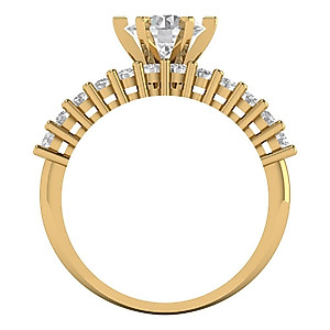 1.66 ct Round Cut Clear Simulated Diamond 14k Yellow Gold Solitaire W/Accents Wedding Engagement Promise Ring size 8.25