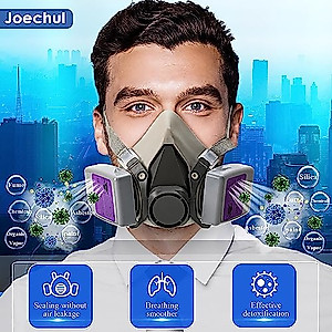 Joechul Respirator Mask with 7093 Filters - Half Face Gas Mas, Dust Mask for Chemicals, Dust, Fume, Asbestos, Silica Particulates, Welding, Grinding Sanding, Mold, Construction, Polishing Spray