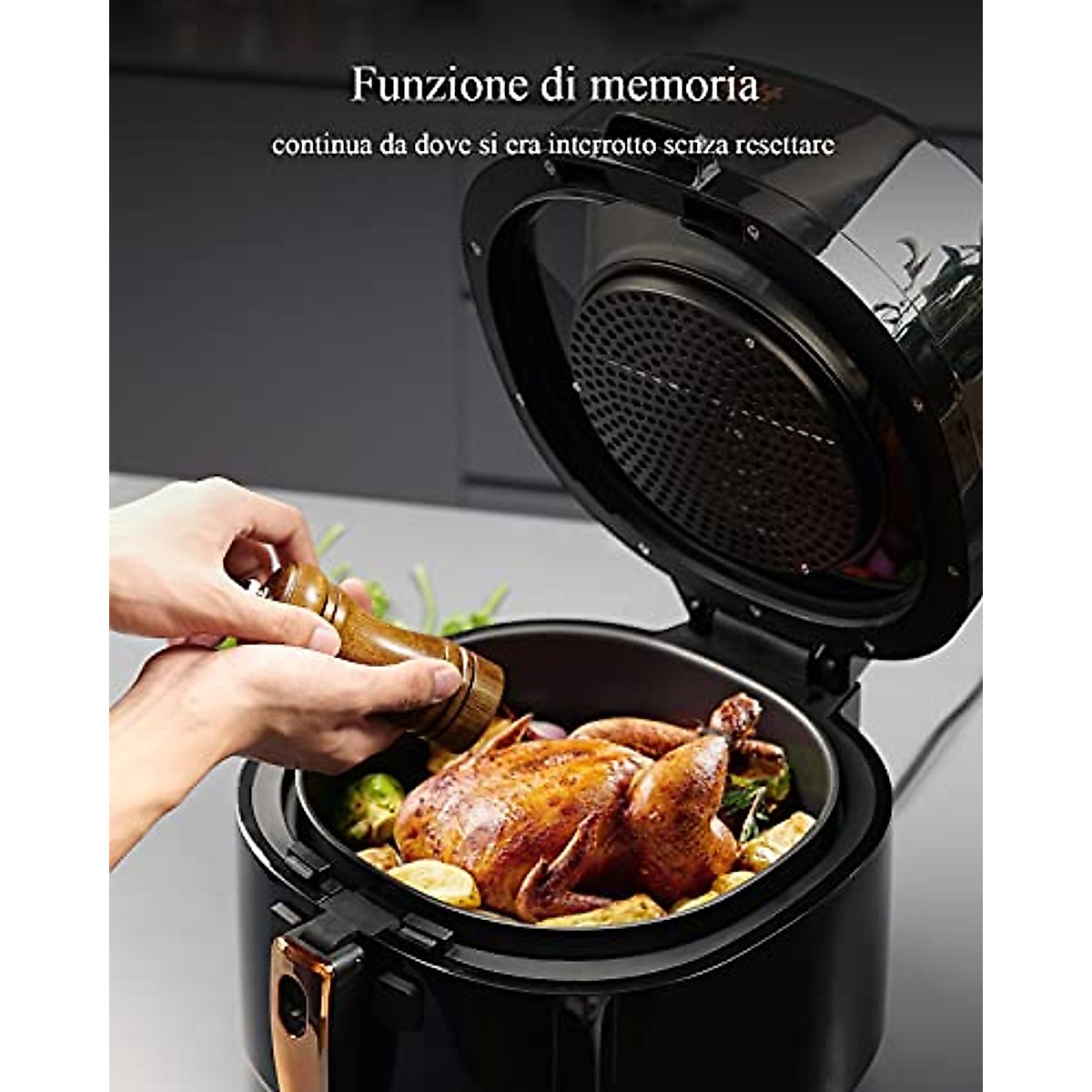 Large Air Fryer 8 Quart with Viewing Window, Big Capacity Family Size Oilless Airfryer Oven with 100 Recipt Digital Recipe Cookbook, Nonstick Basket and Dishwasher Safe