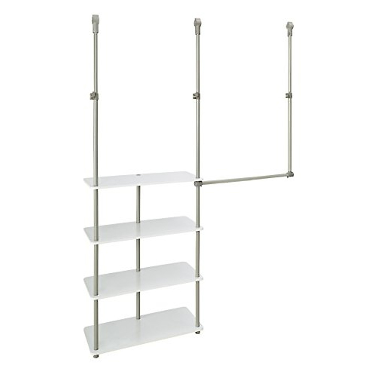 ClosetMaid 55300 Closet Maximizer with (4) Shelves & Double Hang Rod, Tool Free Add On Unit, White Finish & 6222 Hanging Basket for Wire Shelving , White