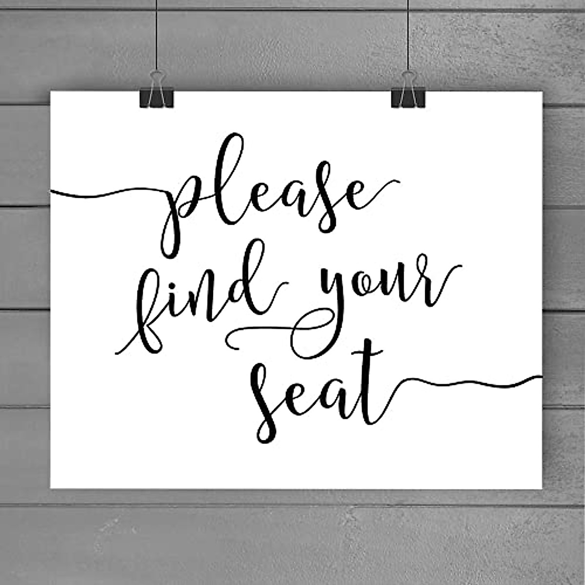 ZLKAPT Please Find Your Seat Sign, Wedding Sign, Shimmer Paper,Wedding Seating Sign, Wedding Reception Signs, Wedding Seats Sign, Rustic Sign 8x10inch