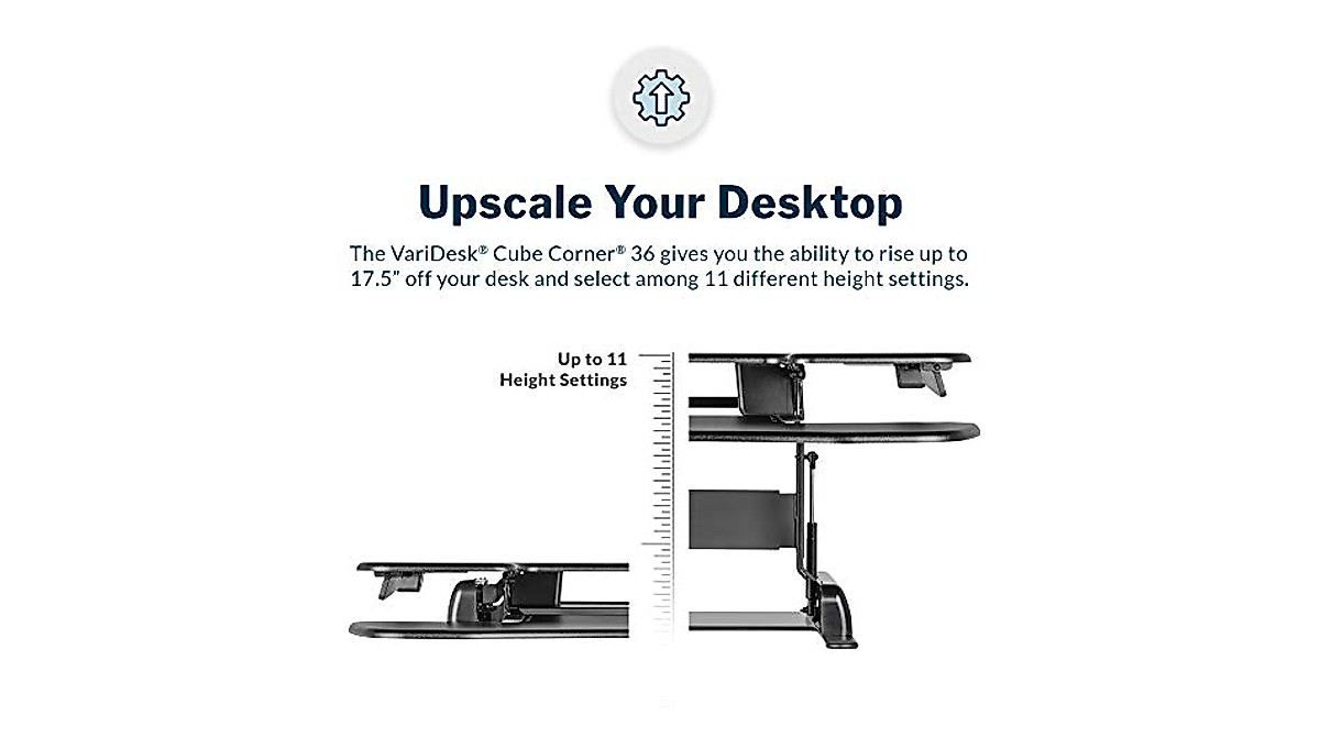 VariDesk Cube Corner 36 | Sit-Stand Desk Converter for Cubicles