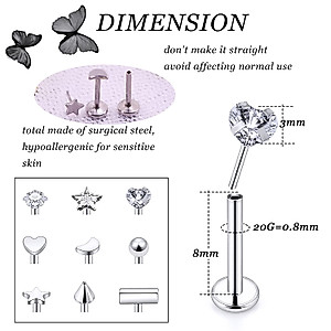 Vsnnsns 20G Threadless Push in Nose Rings for Women Men 316L Surgical Stainless Steel L Shaped Nose Studs Screw Bone Nose Rings Piercings 20 Gauge Nostril Piercing Nose Studs Jewelry 2.5mm CZ Silver