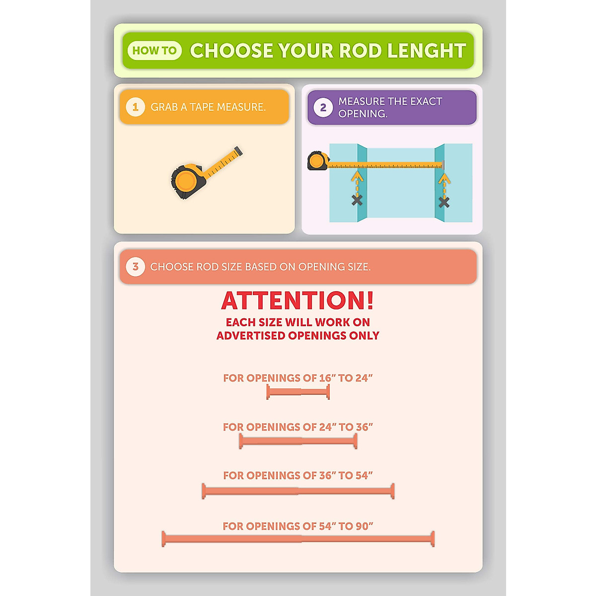 Ivilon Tension Curtain Rod - Spring Tension Rod for Windows or Shower, 24 to 36 Inch. Black