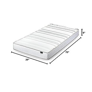 Zinus 6 Inch Foam and SpringMattress / CertiPUR-US Certified Foams /Mattress-in-a-Box, Twin, White