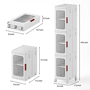 GONGQIN Stackable Storage Bins 31QT, Plastic Foldable Storage Box for Collapsible Room Clothes Organizers and Storage(3PACK)