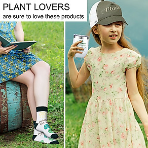 Jiuguva 4 Pcs Christmas Plant Gift Set Plant Gifts Gardening Gifts Plant Hat Funny Kitchen Towels 12 oz Wine Tumbler Cup Women's Ankle Socks Plant Gifts for Women Gardener Christmas Gift(Leaf)