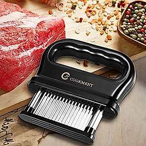 Meat Tenderizer with 48 Stainless Steel Ultra Sharp Needle Blades, Kitchen Cooking Tool Best for Tenderizing, BBQ, Marinade by JY COOKMENT