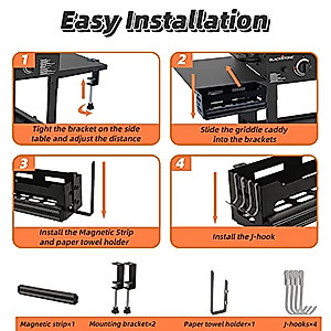 Griddle Caddy for Blackstone 28"/36" Griddles, Grill Accessories Space Saving, Stainless Steel Grill Caddy BBQ Accessories Organizer Storage with Magnetic Tool Holder & Paper Towel Holder