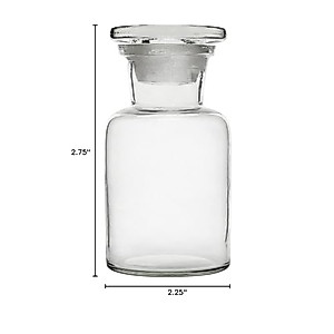 EISCO Reagent Bottle, 125ml - Wide Neck - Includes Tight Fitting Glass Stopper - Soda Glass Labs