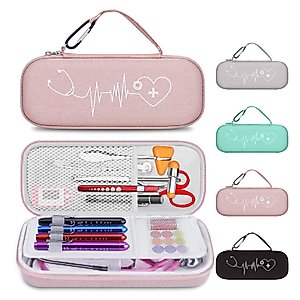 HESPLUS Stethoscope Case for MDF Acoustica/MD One, 3M Littmann Classic III/Lightweight II S.E/Cardiology IV Diagnostic/CORE Digital Stethoscopes, Includes Mesh Pocket for Nurse Accessories - Pink