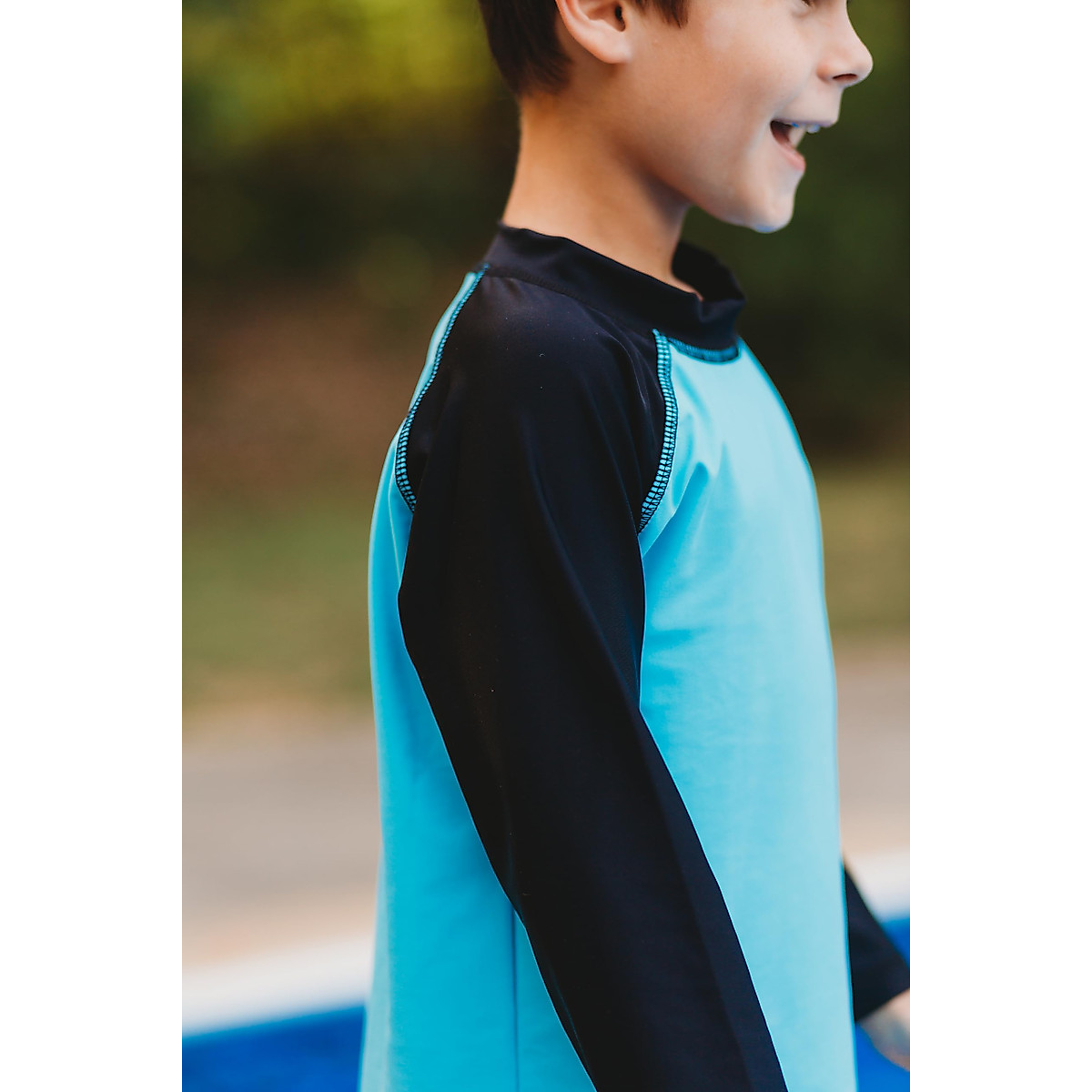 Made in USA Baby Boys and Girls Solid Rashguard Swimming Tee Shirt Rash Guard SPF UPF Sun Protection for Summer Beach Pool and Play, Bright Lt. Blue, 12-18 mon, L/S