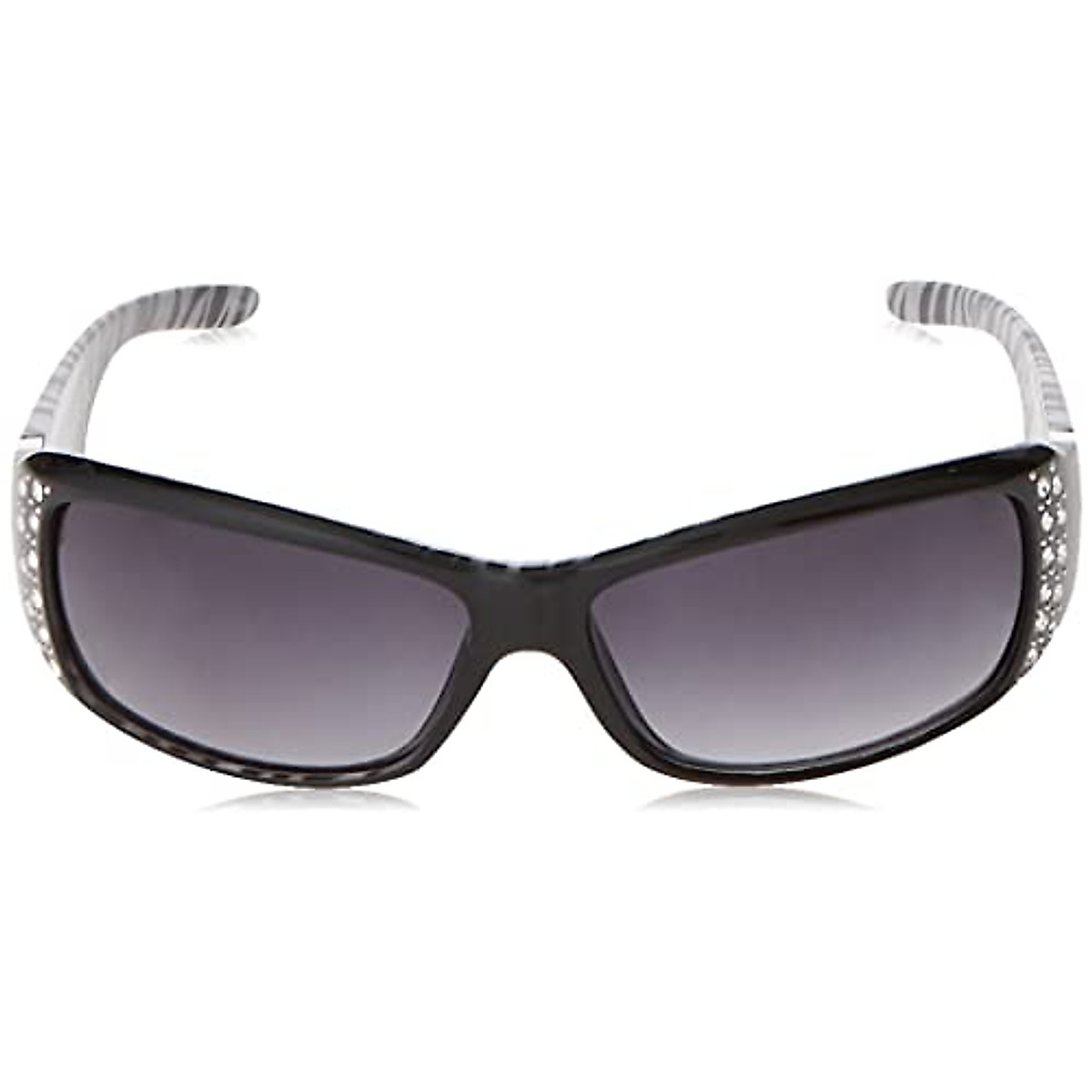 SOUTHPOLE Women's 1067SP Bedazzled Wrap UV400 Protective Rectangular Sunglasses. Cool Gifts for Her, 62 mm, Black Zebra