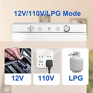 SMETA RV Propane Refrigerator with Freezer, 3.5 Cu.Ft Camping Fridge, 12V/110V/LPG, Compact 3 Way Garage Refrigerators Off Grid for Camper Travel Cabin Truck Patio, White