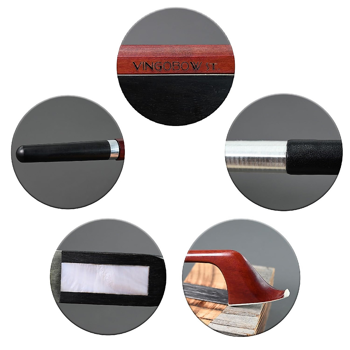 VingoBow 3/4 Size GERMAN UPRIGHT DOUBLE Bass Bow! BLACK Natural Mongolia Horsehair Art No.300BGB.43