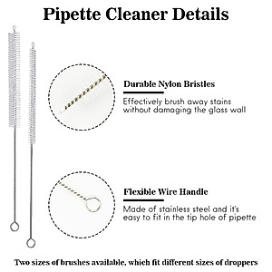 6Pcs Glass Pipettes Dropper, 1ml 2ml 3ml 5ml 10ml Graduated Liquid Dropper, with Rubber Bulb and Cleaning Brush, Transfer Pipettes for Essential Oil