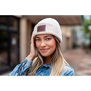 Love Your Melon Beanie for Men & Women, White Speckled Cuffed Beanie, Winter Hats, Cool Beanies, 100% Cotton Made Lined Knit Warm Thick Skully