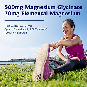 Innate Vitality Magnesium Glycinate 500mg | 70mg Elemental Magnesium Supplement- High Absorption, Non Buffered, Non-GMO & No Gluten - Nerve, Muscle, Bone Health - 120 Vegan Capsules Magnesio