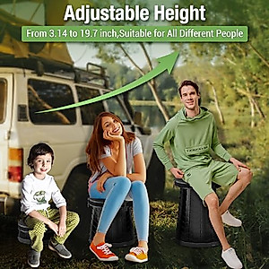 XXL Portable Toilet for Camping, 19.7"H Super Large Retractable Potty for Adults, Adjustable Height, with Liquid Waste Gel, Toilet Bag (Black)