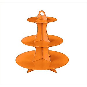 YLDW 3-Tier Cupcake Stand, Cake Stand Holder, Tiered DIY Cupcake Stand Tower for Dessert Table Displays, Birthday Theme Party Favors Decoration, Floral Tea Party, 12" W x 12.8" H, Orange