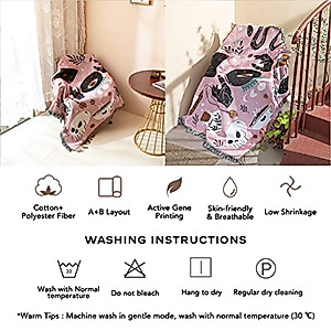 tiowik Divination Tarot Card Snake Skull Devil Eyes Throw Woven Blanket with Tassel for Home Decoration Chair Couch Sofa Bed Beach Travel Picnic Cloth Tapestry Shawl Cozy Cotton (Pink 63×51 Inches)
