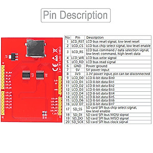 DIYmalls 2.4" inch TFT LCD Display Module ILI9341 Resistive Touchscreen 5V/3.3V 8-bit Parallel Interface w/SD Card Slot for Arduino U NO Mega-2560