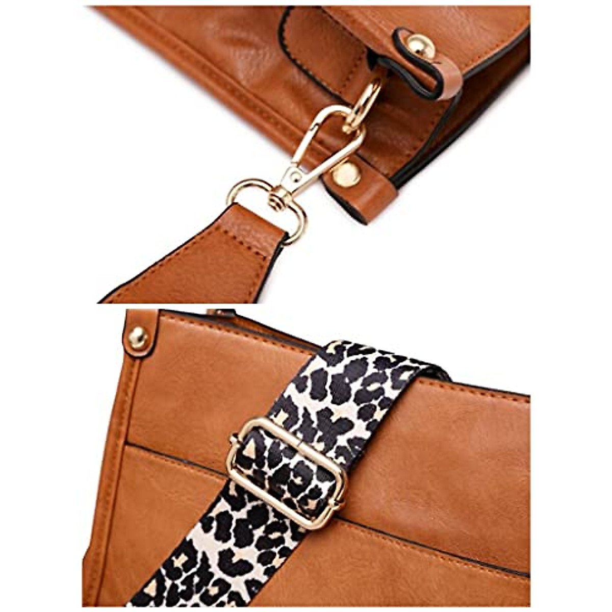 Women Fashion Tote Bag Shoulder Bag Purse PU Leather Crossbody Bag Hobo Handbag Large Capacity Leopard Strap