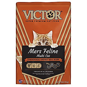 Victor Super Premium Cat Food – Mers Feline Dry Cat Food with Chicken, Beef, Pork and Fish Meal Proteins for Normally Active Cats – All Breeds and All Life Stages from Kitten to Adult, 5 lb