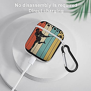 Lacrosse Retro Airpods Case Cover for Apple AirPods 2&1 Cute Airpod Case for Boys Girls Women Men PC Hard Silicone Protective Skin Airpods Accessories with Keychain