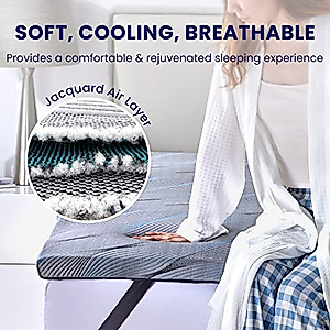 SLEEP ZONE 2 Inch Cooling Mattress Topper King Size - Medium Firm Gel Memory Foam Mattress Topper with Removable Cool Air-Layer Cover, King