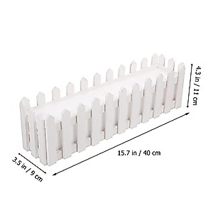 Happyyami Wooden Plant Pot Picket Fence: Flower Pot Window Box Garden Flower Bed for Wedding Home Decorations 40x11cm