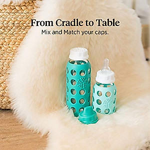 Lifefactory 9-Ounce Glass Water Bottle with Flat Cap and Silicone Sleeve Kale