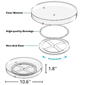 blitzlabs Lazy Susan Turntable Spice Rack Organizer Round Clear Food Storage Container Rotating Condiments Spinning Organizer for Kitchen, Cabinets, Pantry, Refrigerator, Countertops - Set of 3