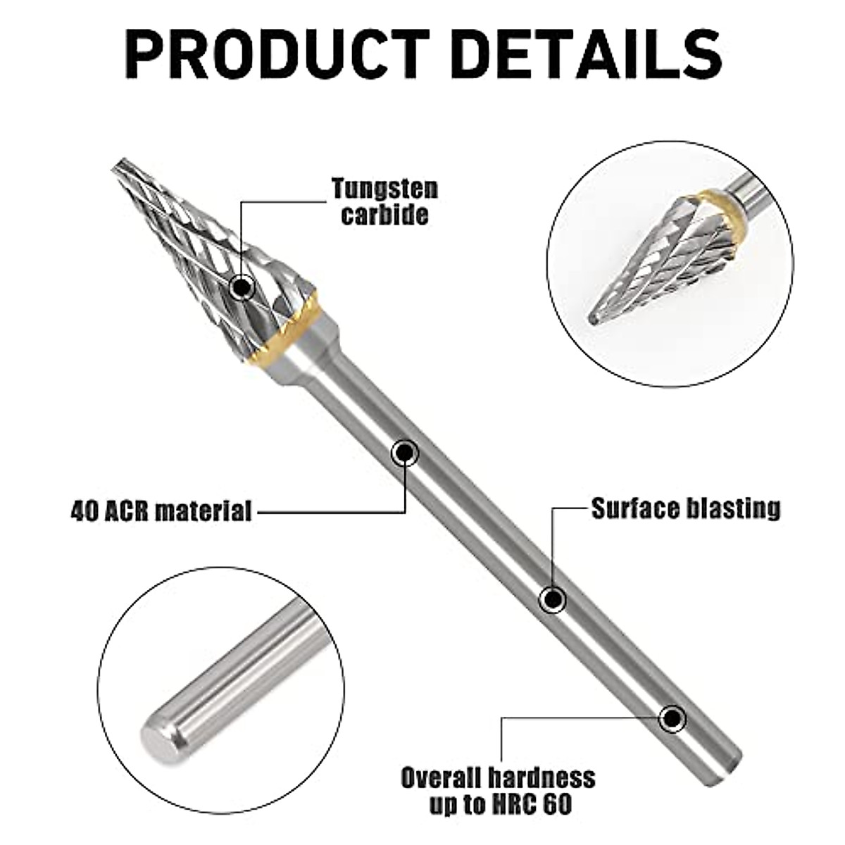 Redariti Carbide Rotary Burrs Set 1/8" Shank (3mm) 20PC, Double Cut Compatible with Dremel Accessories for Woodworking，Suitable for Fine Objects, Making Engraving Work More Excellent and Simple.