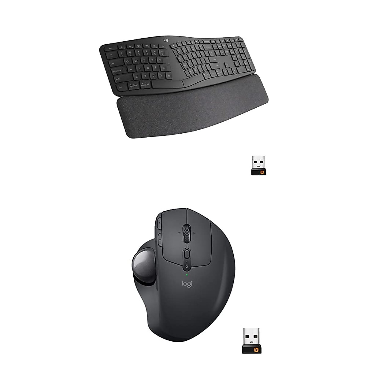 Logitech Ergo K860 Wireless Ergonomic Keyboard with Wrist Rest and MX Ergo Wireless Trackball Mou