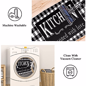 Bullpiano Christmas Reindeer,Buffalo Plaid Kitchen Mat,Xmas Tree,Stocks Floor Runner Area Rugs Non-Slip Floor Mat Doormats Living Room Bedroom