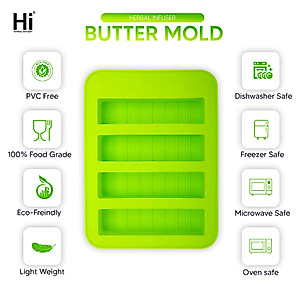 HI Butter Mold Silicone, Butter Mold Dishwasher Clean, Silicone Butter Mold for 4 Butter Sticks, Butter Molds Measuring 1 full stick of butter|8 tablespoons