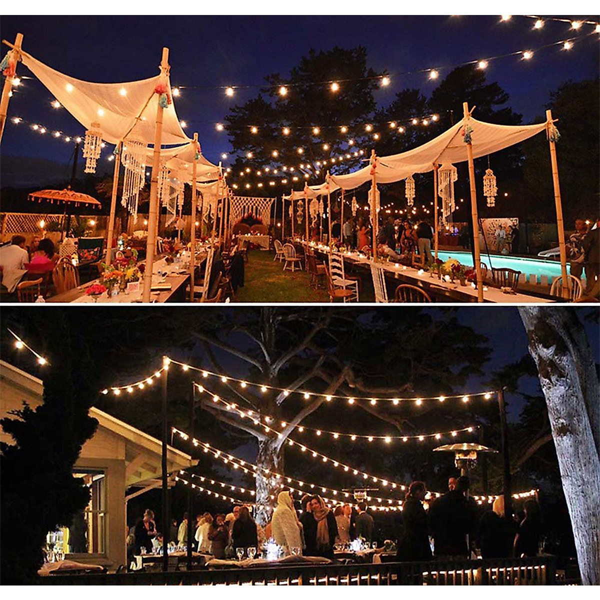 SNOMYRS Solar String Lights Outdoor 50Led 22.9Ft Patio Lights, Waterproof Solar Crystal Decor Ball Light with 8 Lighting Modes for Garden Patio Home Porch Wedding Party Decor (Warm White