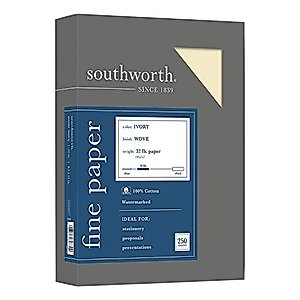 100% Cotton Business Paper, Ivory, 32lb, 8 1/2 x 11, 250 Sheets