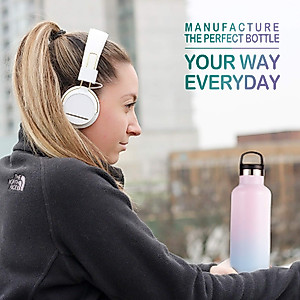 Insulated Water Bottle Stainless Steel Vacuum Insulated Double-Wall Thermos,24OZ Water Bottle with Handle Lid Navy Blue