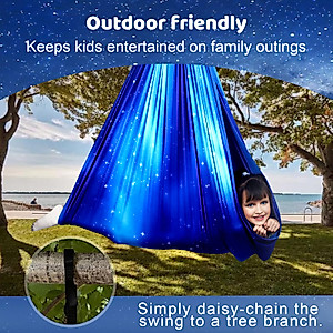 HiCamer Double Layer Sensory Swing for Kids & Adults Holds up to 300lbs Indoor and Outdoor Therapy Cuddle Swing with 360° Swivel Hanger Kit Adjustable Swing with Aspergers Autism ADHD (Star Blue)