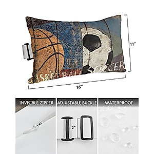 Recliner Head Pillow Ledge Loungers Chair Pillows with Insert Vintage Shabby Ball Rustic Wood Lumbar Pillow with Adjustable Strap Outdoor Waterproof Patio Pillows for Beach Pool Chair, 2 PCS