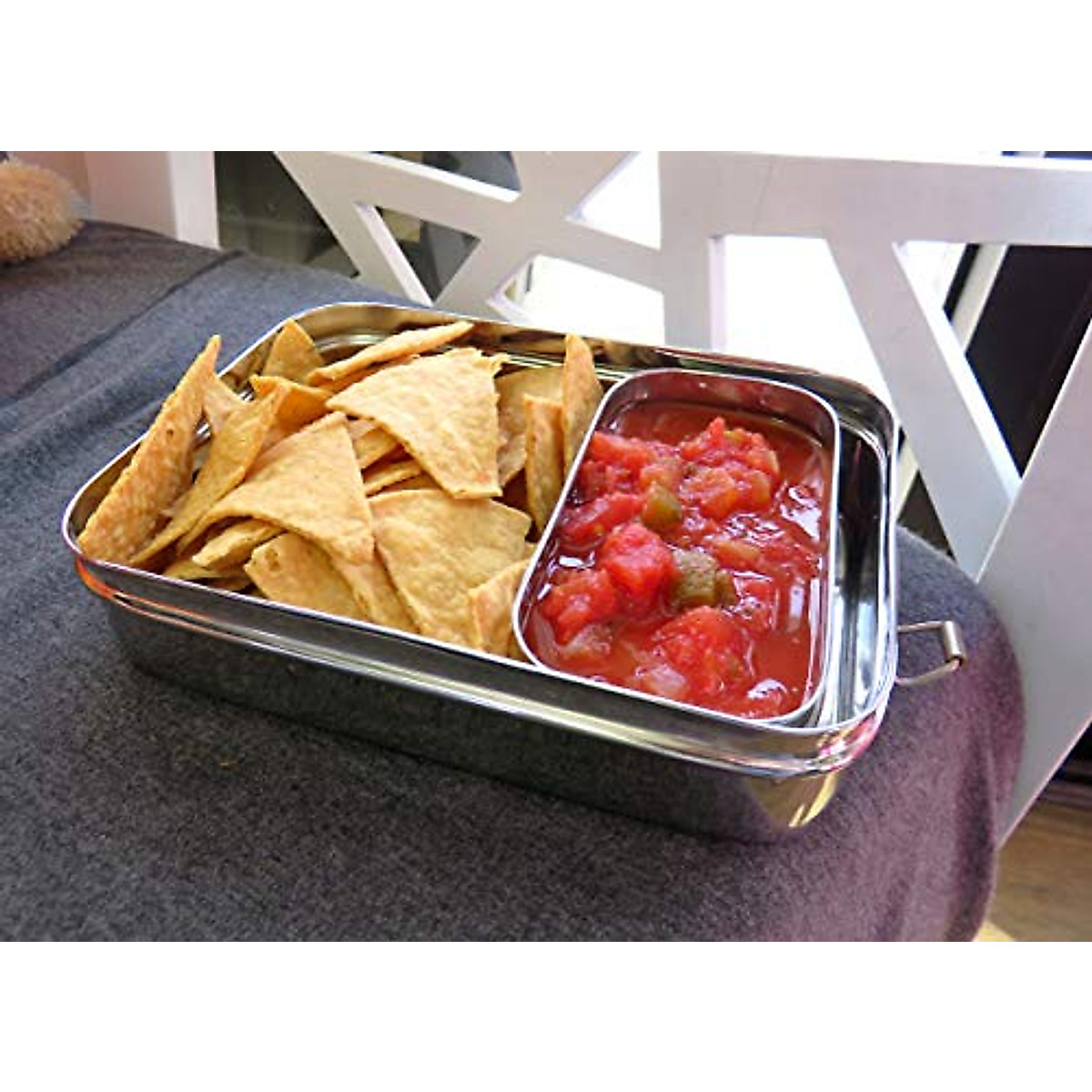 Lifestyle Block Stainless Steel Lunchbox - 7 Inch Rectangle with Nesting Mini Container - BPA Free