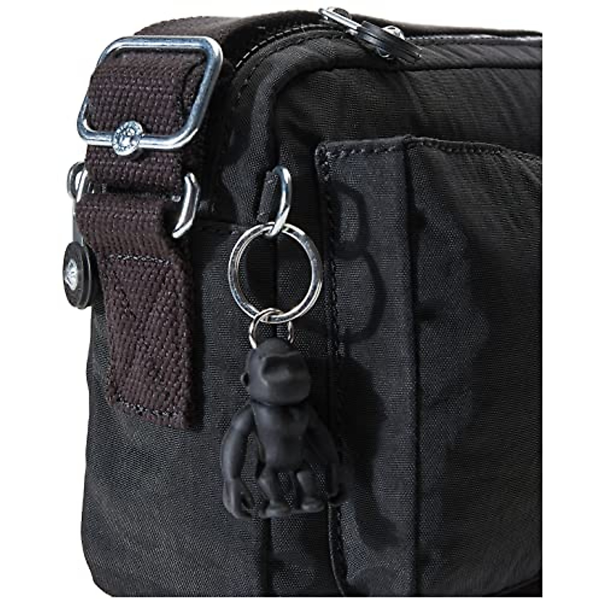 Kipling Women’s Abanu Medium Crossbody Bag, Lightweight, Adjustable Nylon Waist Pack with Multi-Compartment Zip Pockets, Black Noir