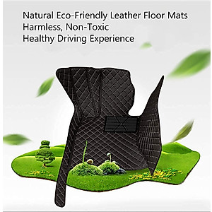 Customize Making Leather Floor Mats for Cars fit 96% Sedan SUV Sports Car Full Coverage All Weather Men Women Pads Protection Non-Slip Leather Floor Liners (Black+White Edge)