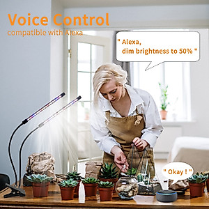 Lurious Led Grow Lights for Indoor Plants Full Spectrum, Smart WiFi Led Grow Light with Timer, Dimmable Clip on Grow Light App/Voice Control, Compatible with Alexa/Google/Siri (2 Tube)