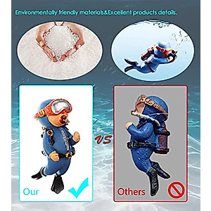 SUPTEC 2-Pack Floating Fish Tank Decorations Cute Little Diver Aquarium Decoration Aquarium Accessories Fish Playmate for Fish Tank Suitable for All Kinds of Fish and Fish Tanks Swimming Pool