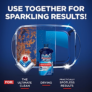 Finish Jet-Dry Dishwasher Rinse Aid, Compatible with Dishwasher Detergent, Prevents Spots & Residues, Dries, Shine & Protects, 16 oz, 155 Washes.